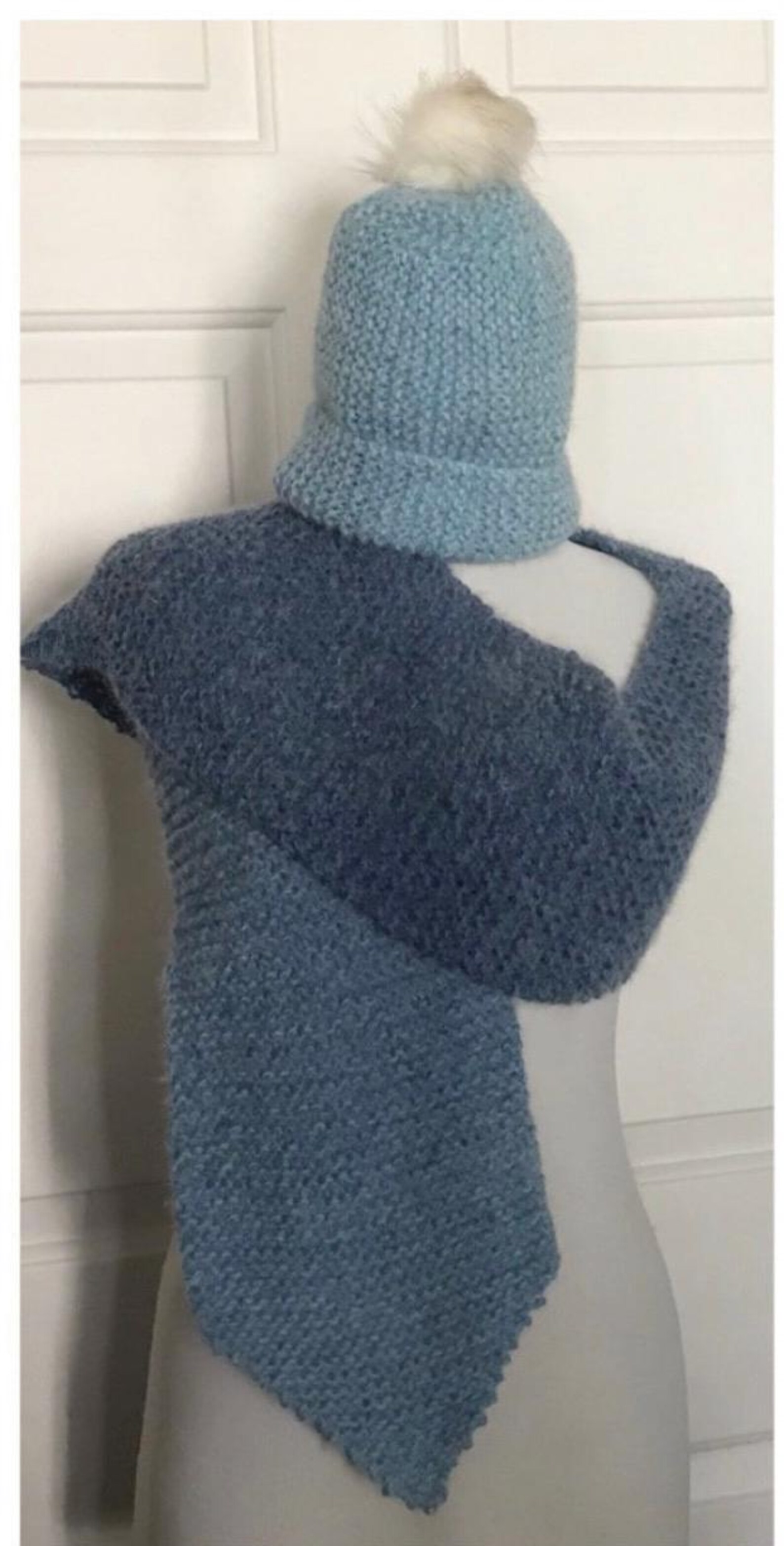 Stitches by Julie, Scarf & Hat Set, Blue Scarf, Yellow Scarf, Yellow ...