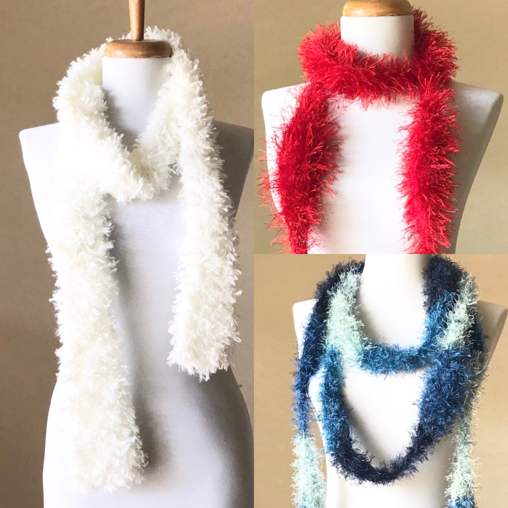 Fashion Scarves Ladies Boas Accent Scarves Red Boa White - Etsy