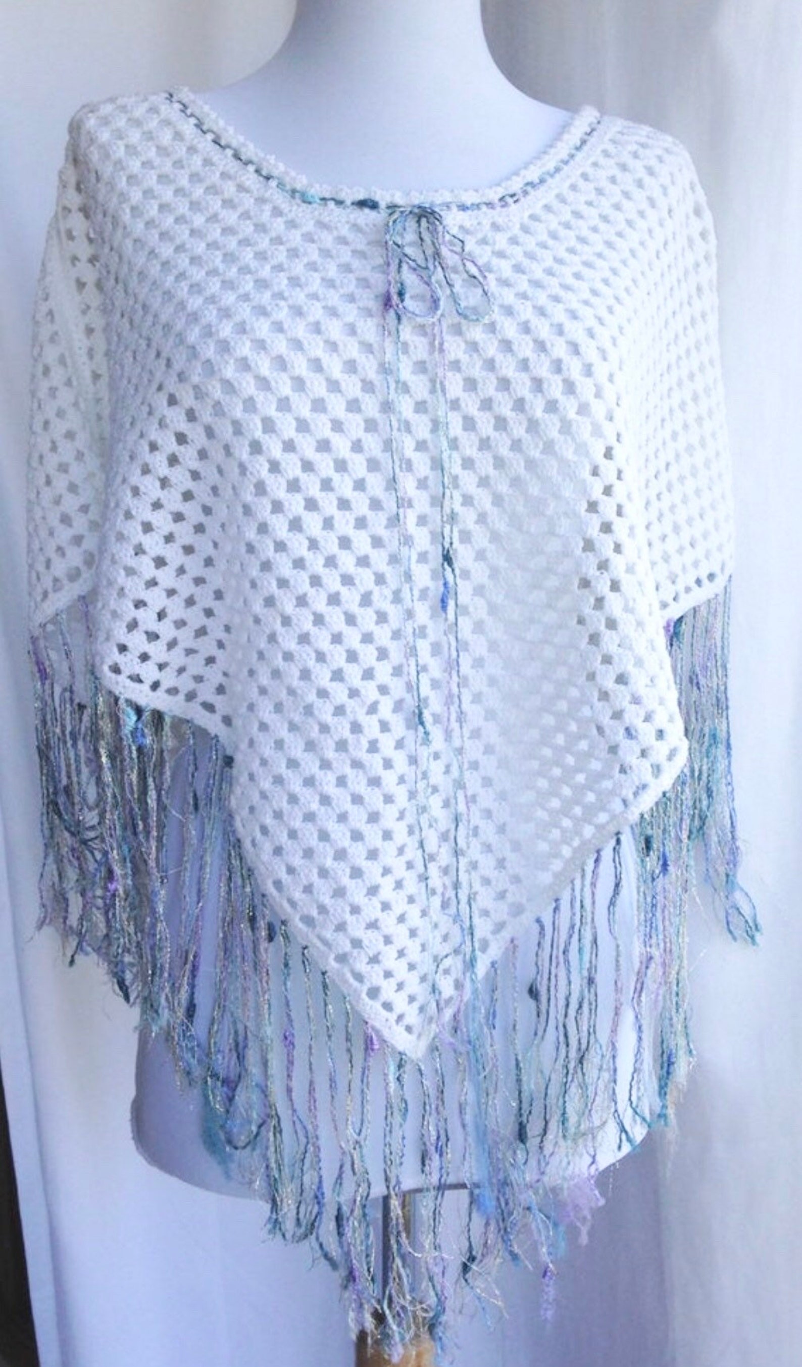 Ladies Ponchos, Pastel Summer Poncho, Ladies Blue Poncho, Purple Poncho ...