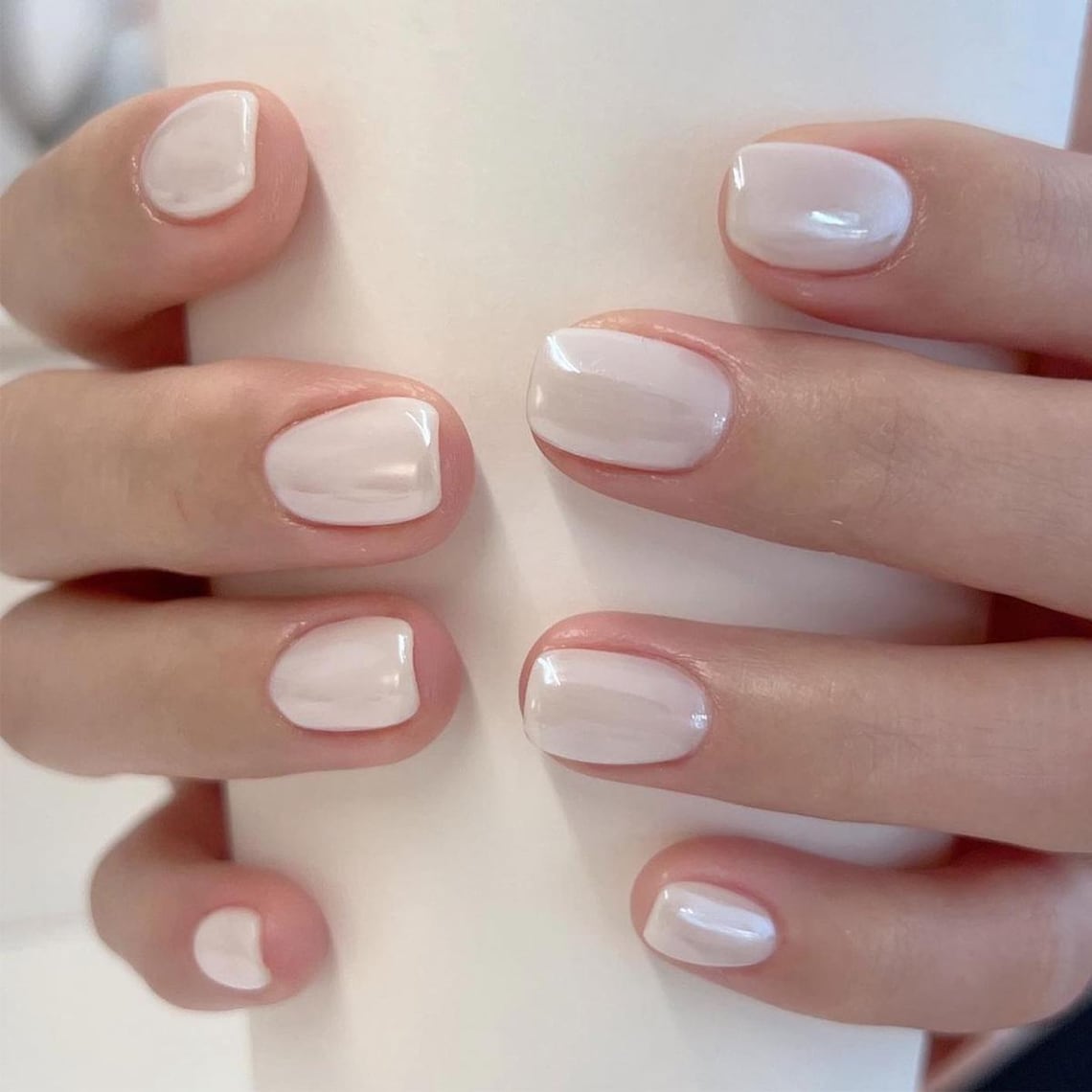 Press on Nails, White Pearl Metal Nails, Small Round Square Nails, Gift ...