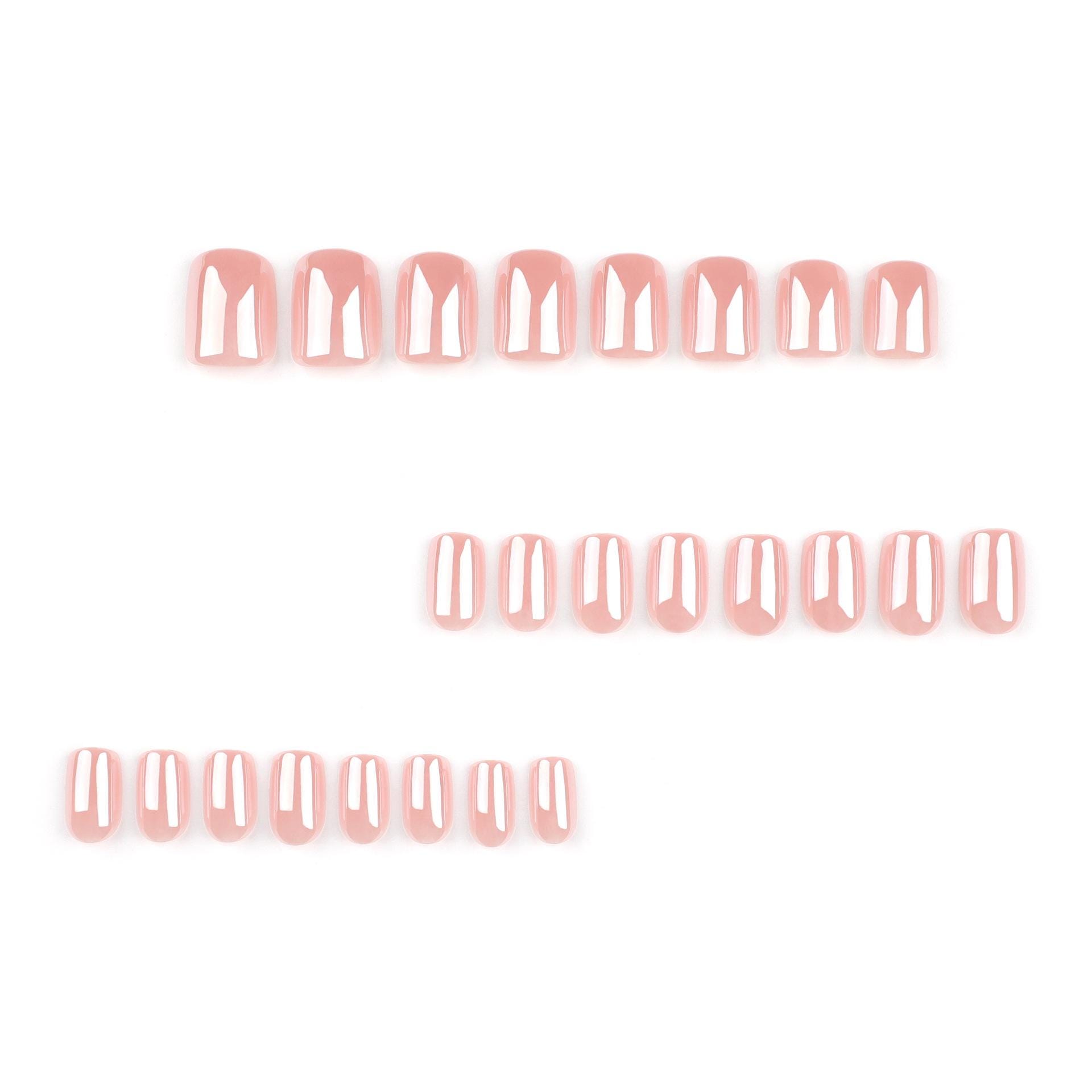 Press on Nails, Small Round Square Nails, Pink Pearl Metal Nails, Gift ...
