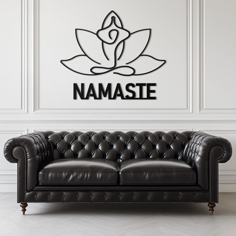 Namaste Metal Wall Art, Yoga Meditation Wall Decor, Lotus Flower Steel ...