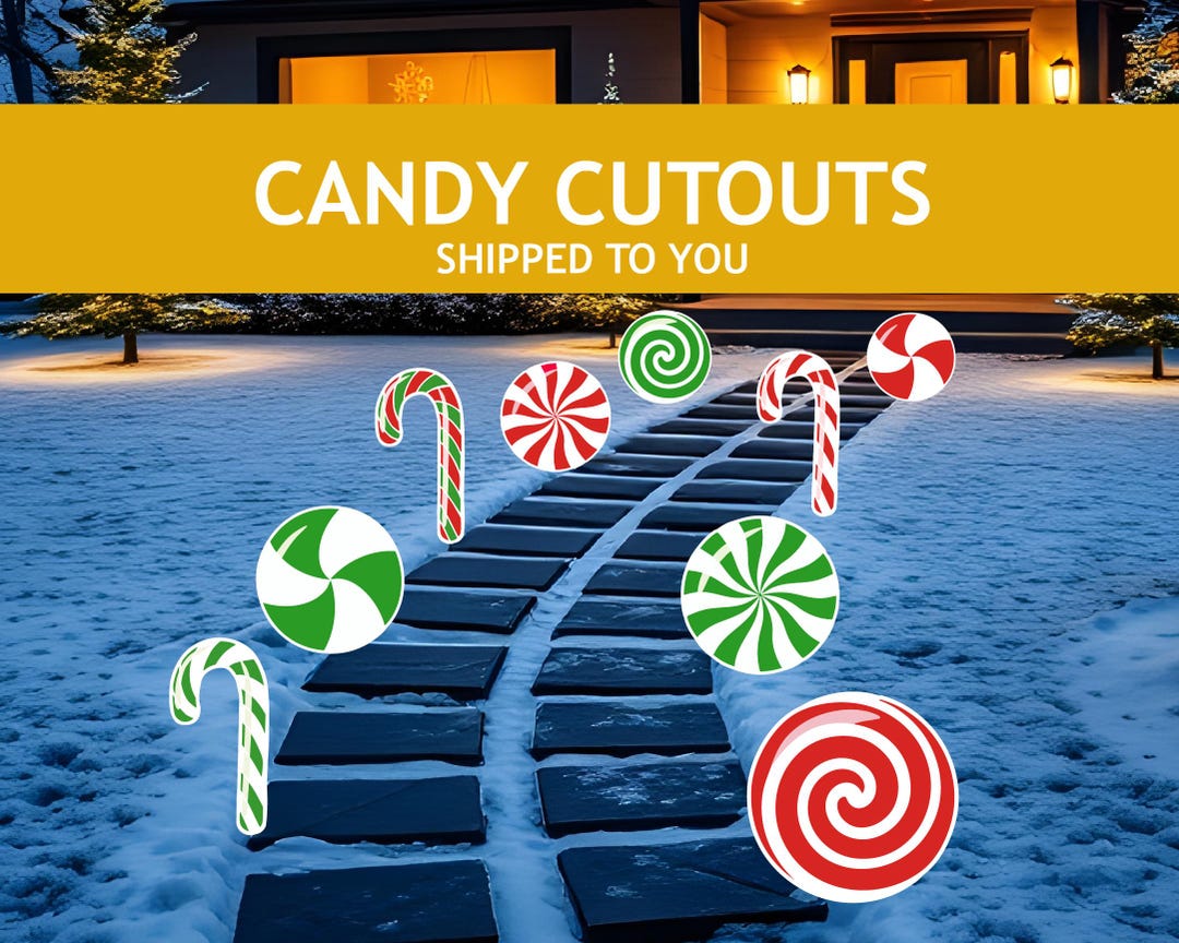 Christmas Peppermint Cutouts, Yard Sign, Candy Theme Decor, Walkway ...