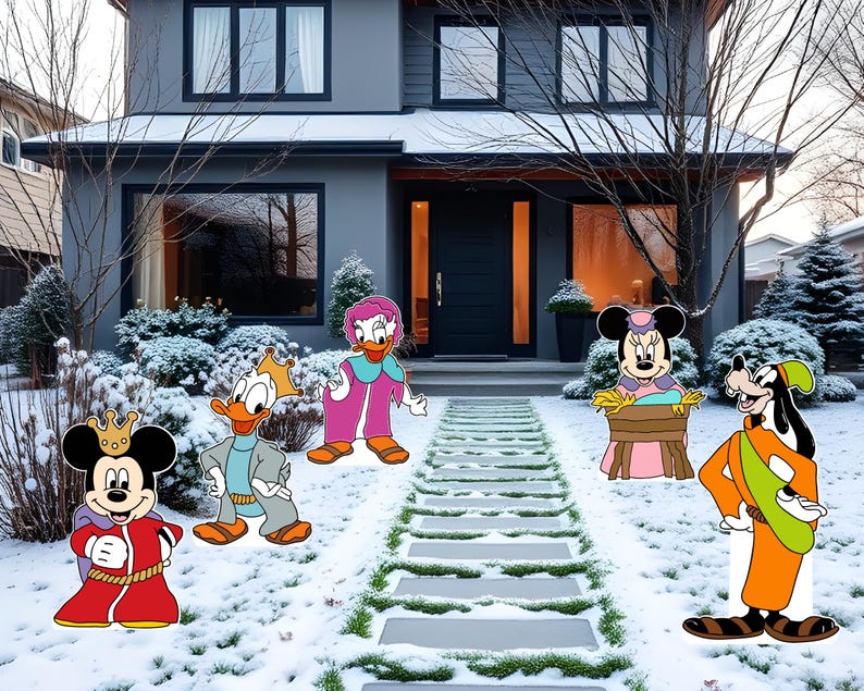 Mickey Mouse Nativity Set Big Cutouts, Outdoor Decor, Lawn Sign ...