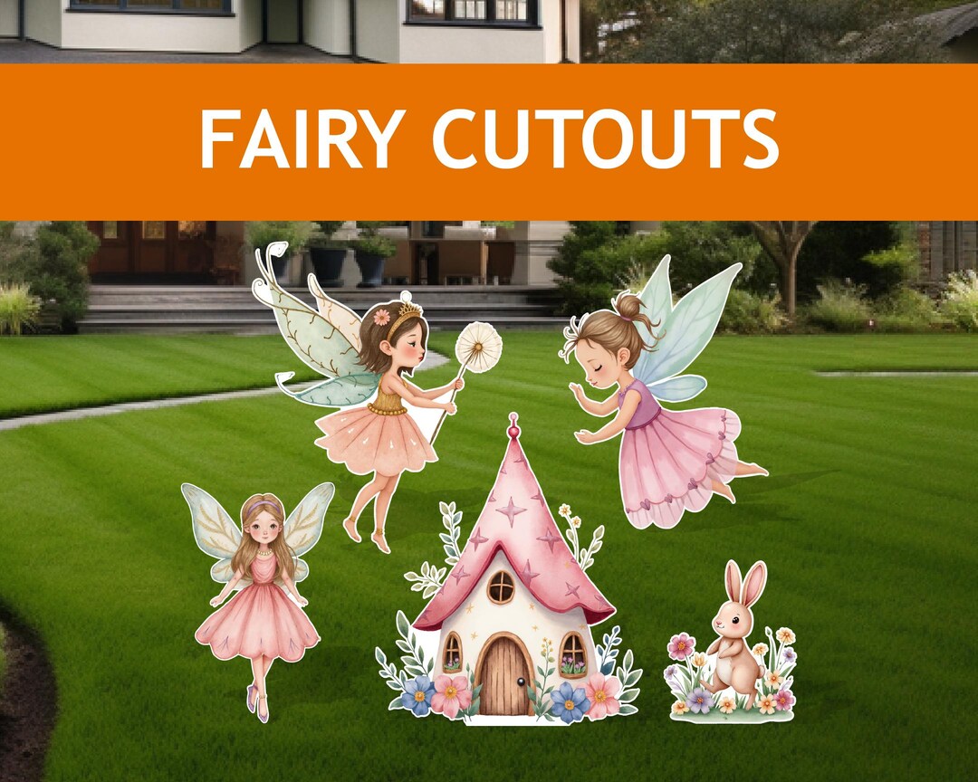 Pink Garden Fairy Big Cutouts, First Birthday Decor Set, Fairy Baby ...