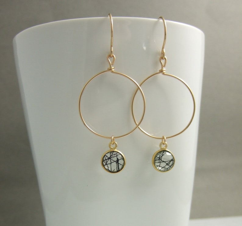 Loop Earrings Made With 14k Gold Filled Wire With Bezel Set | Etsy