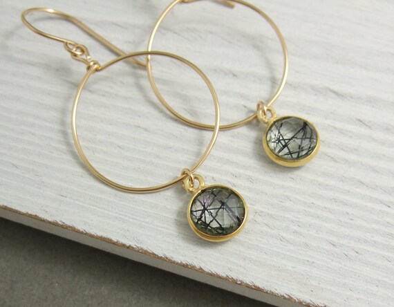 Loop Earrings Made With 14k Gold Filled Wire With Bezel Set | Etsy