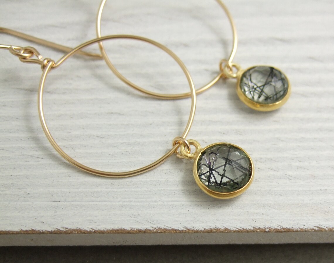 Loop Earrings Made With 14k Gold Filled Wire With Bezel Set | Etsy