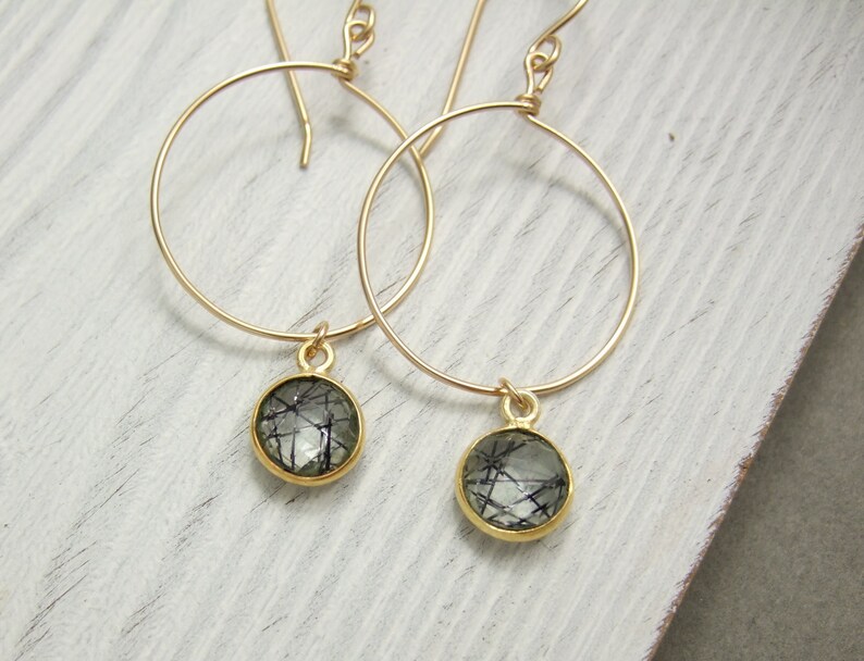 Loop Earrings Made With 14k Gold Filled Wire With Bezel Set | Etsy