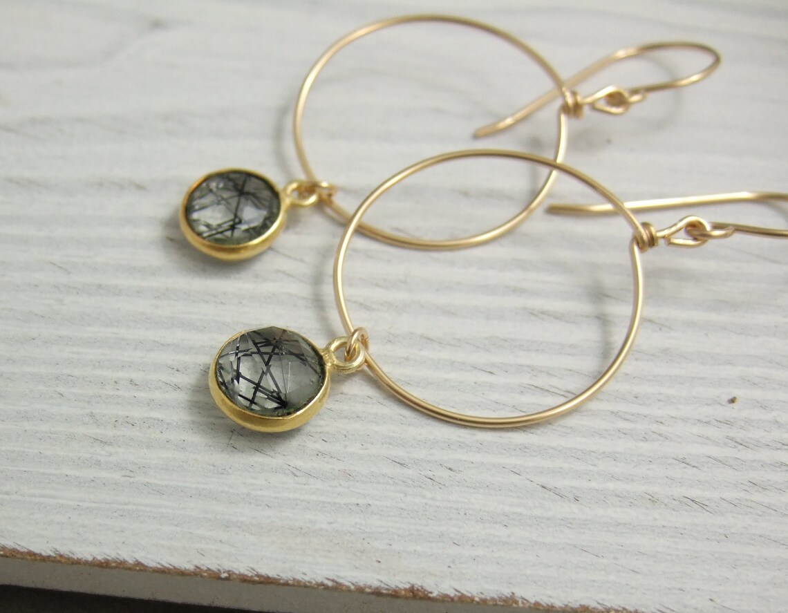 Loop Earrings Made With 14k Gold Filled Wire With Bezel Set | Etsy