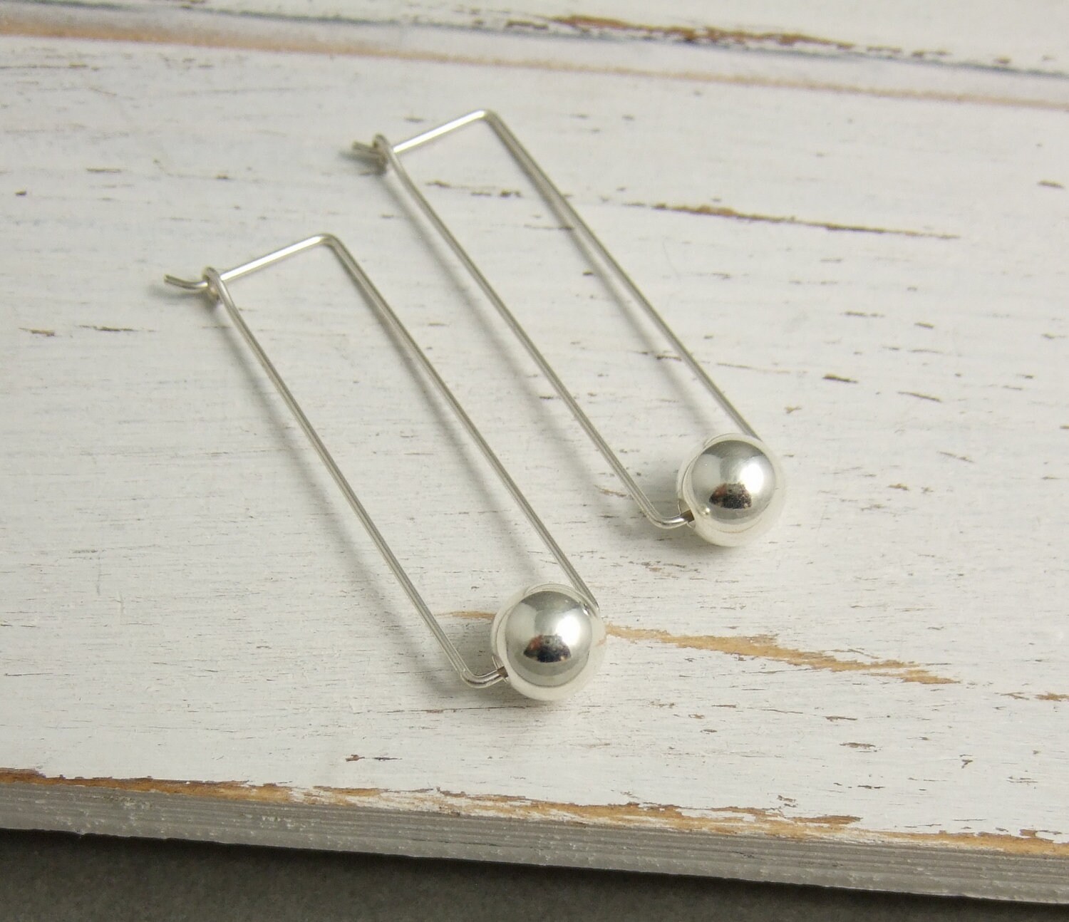 Rectangular Shaped Hoop Earrings With 8mm Seamless Sterling - Etsy