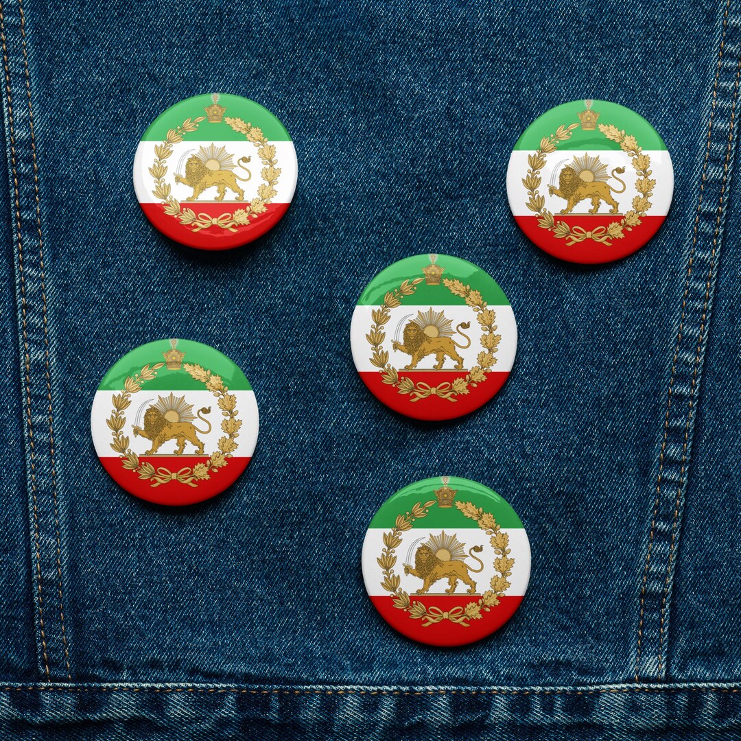 Lion and Sun Button Pins Set – Persian Heritage Shir O Khorshid Badges ...
