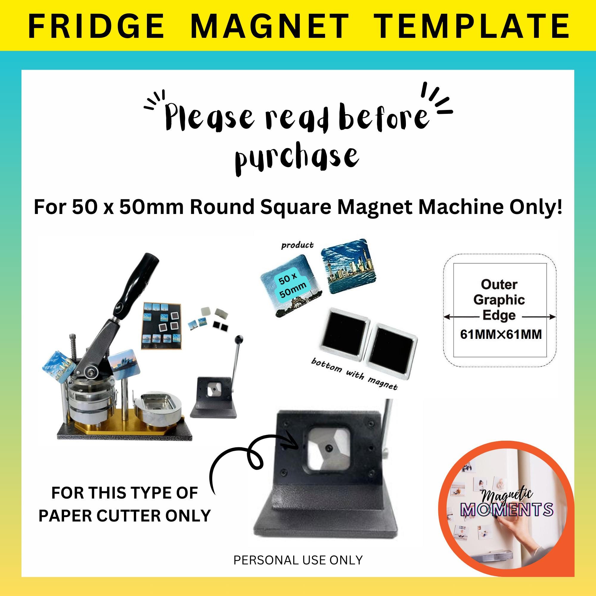 2" X 2" [MACHINE] Square Magnet Template (ROUND EDGE) [with Cutting ...