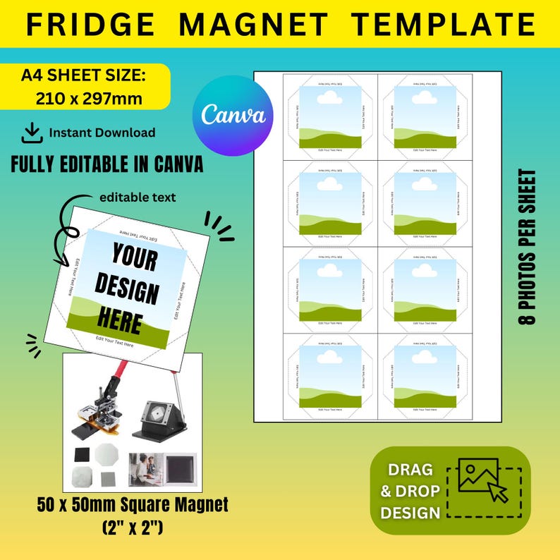 2" X 2" [MACHINE] Square Magnet Template (CUTTER TYPE 2) (8 Photos ...