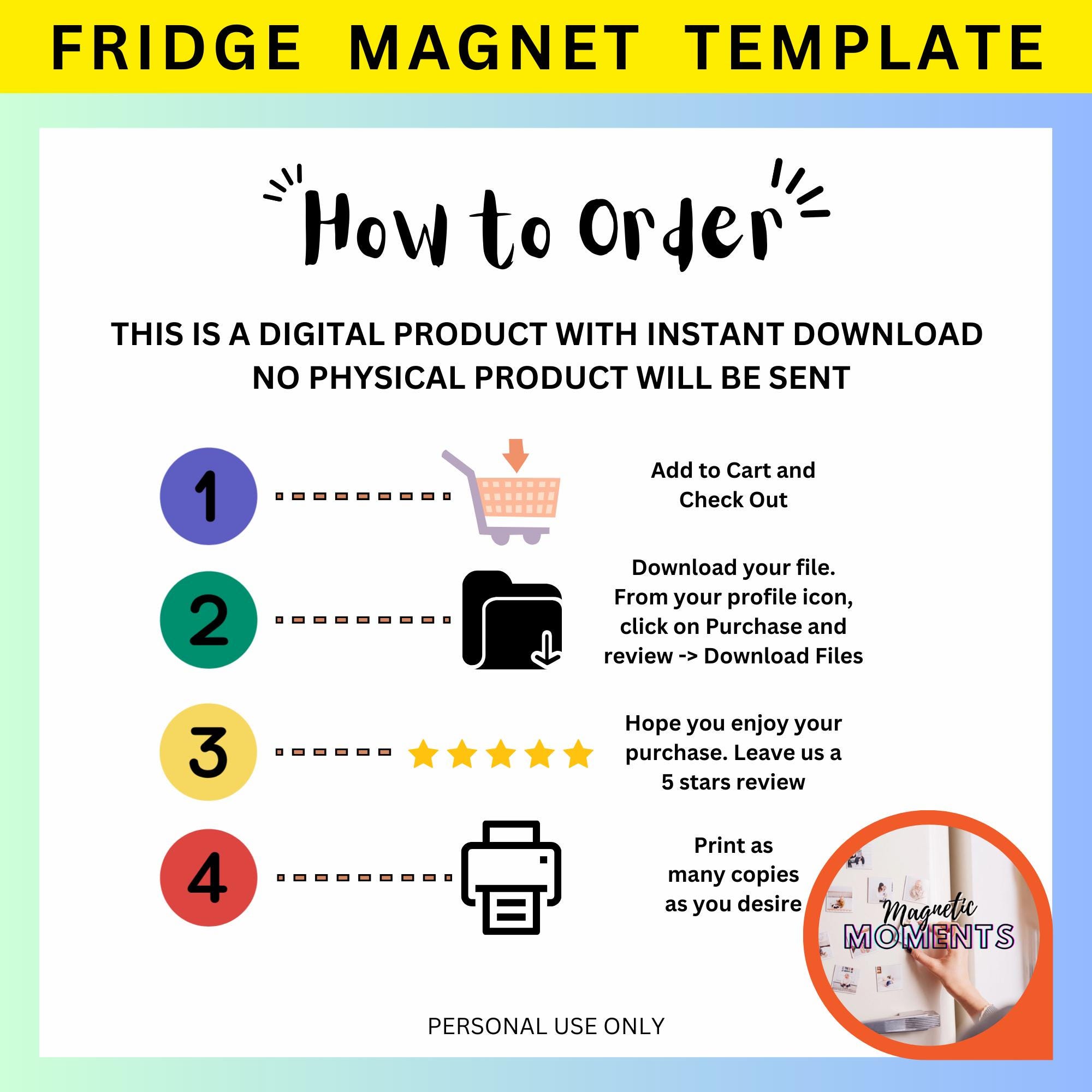 2" X 2" Square Magnet Template [with Cutting Guideline] - Etsy