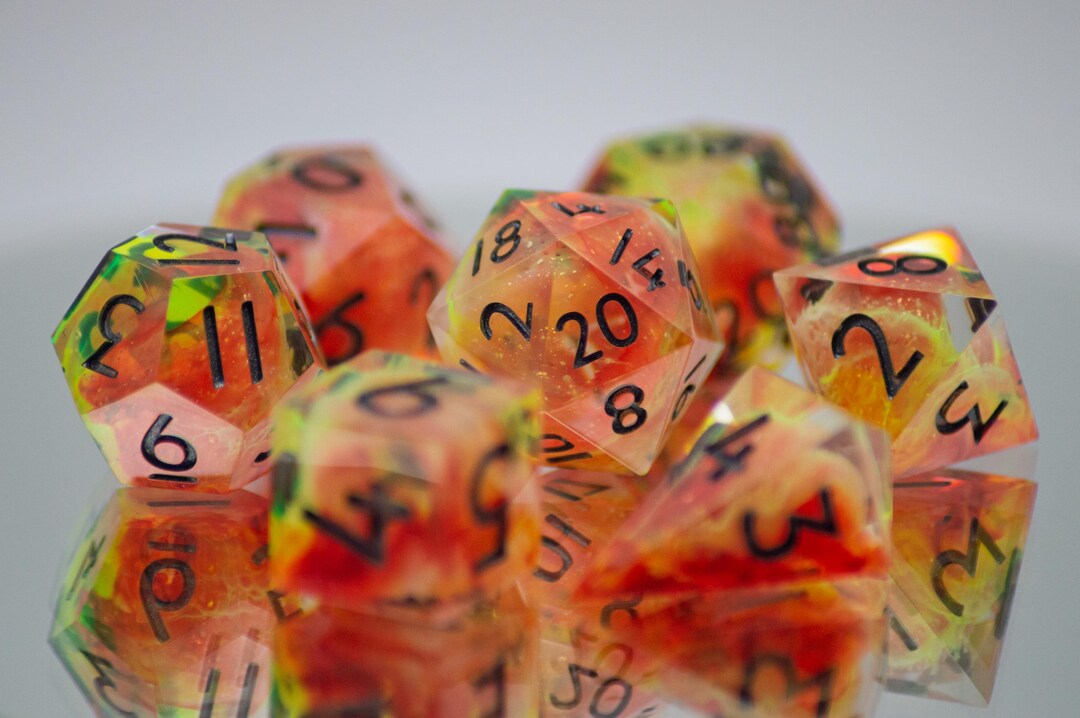 Ashen Phoenix - Premium Handmade Sharp Edge Polyhedral D&D Dice Set ...