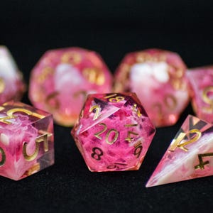 Handmade Resin Dice Set: Pomegranate Promise - Sharp Edge D&D Dice - Etsy