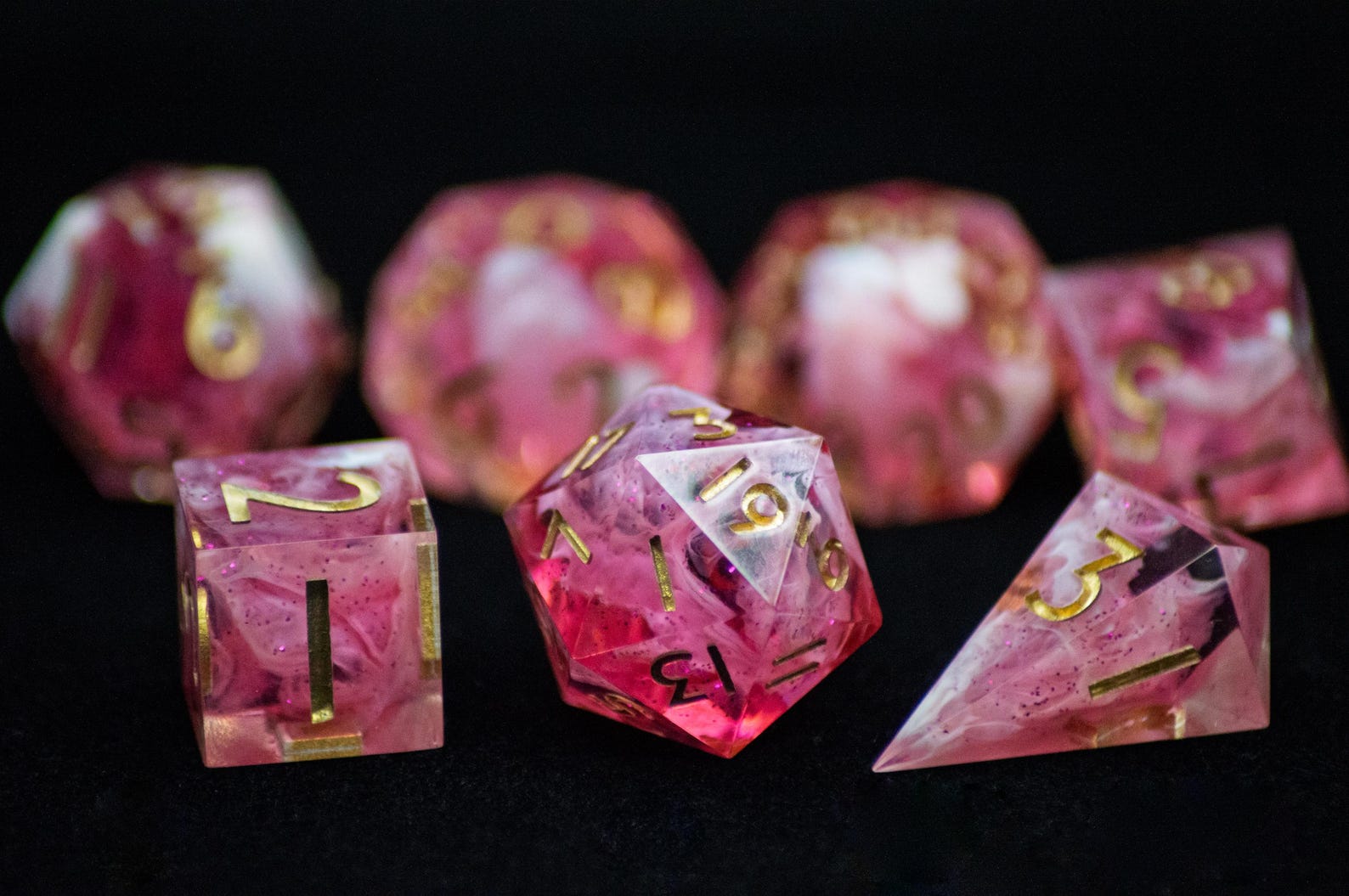 Handmade Resin Dice Set: Pomegranate Promise - Sharp Edge D&D Dice - Etsy