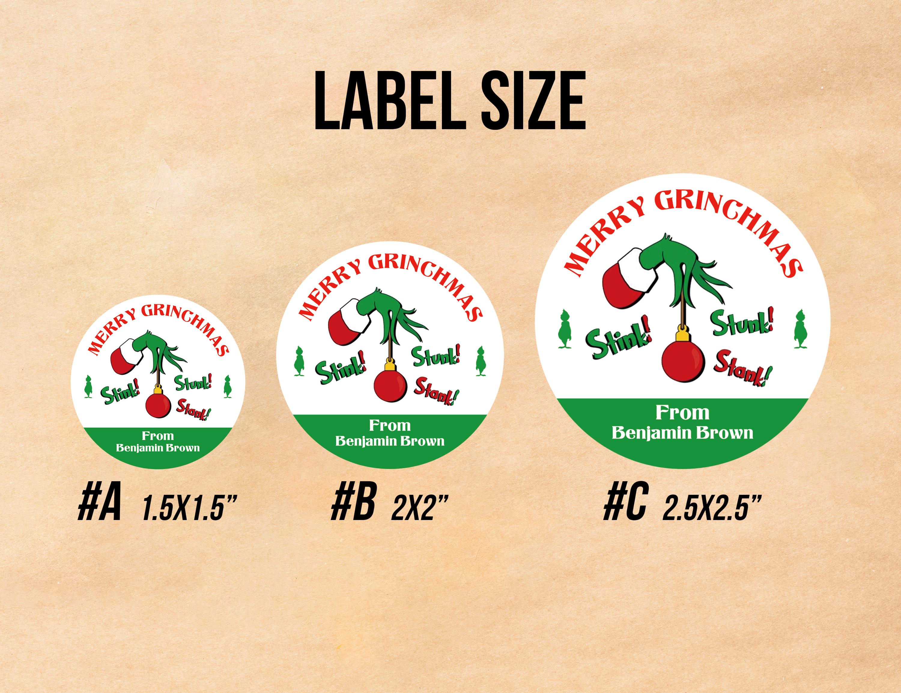 Personalized Grinchmas Gift Tags/christmas Gift Stickers Round Sheet ...