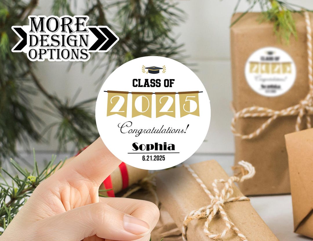 Custom Graduation Party Gift Labels in Bulk, Class of 2025 Gift Tags ...