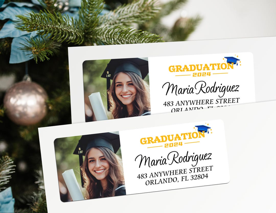 2024 Graduation Return Address Labels With Photo/graduation Guest ...