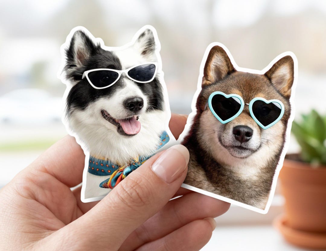 Custom Pet Face Stickers, Personalized Dog Cat Photos, Birthday Party ...