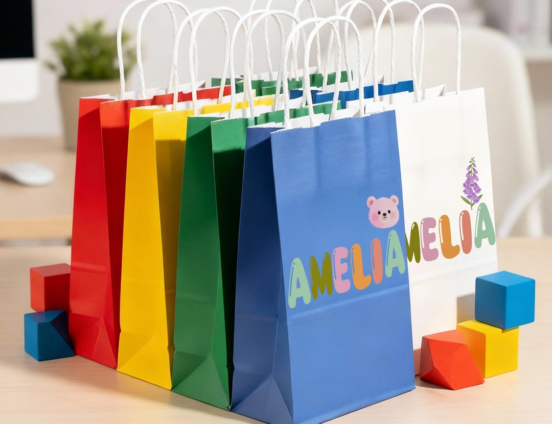 Personalized Gift Bags - Custom Name Paper Bags, Reusable Party Bags ...