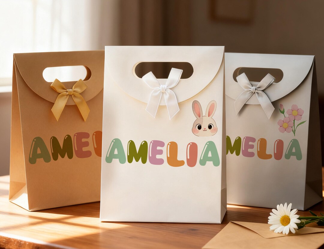 Personalized Gift Bags - Custom Name Paper Bags, Bow-accented Party ...