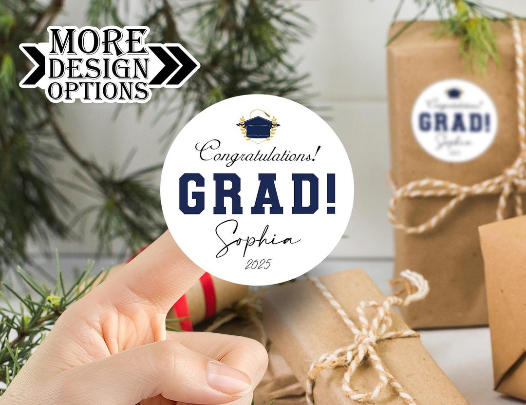 BULK Custom Graduation Gift Labels - Congrats Grad Party Favor Stickers ...