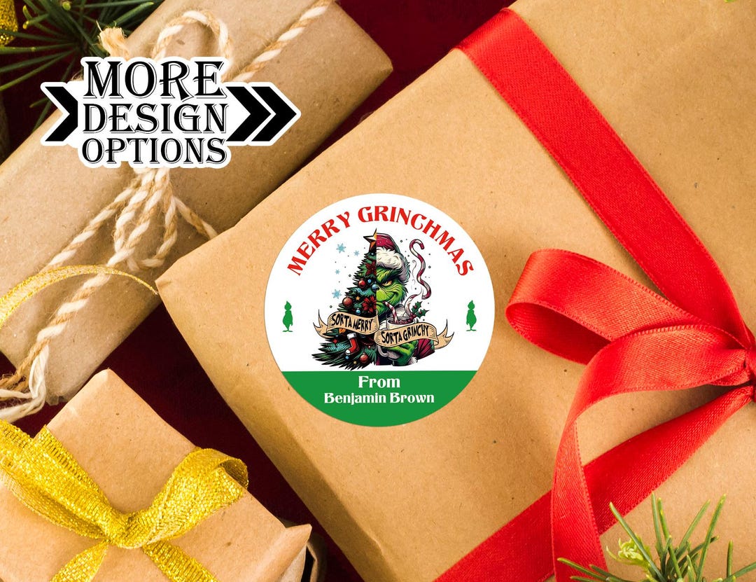 Personalized grinchmas Stickers/xmas Labels/xmas Grinch Tags/cartoon ...