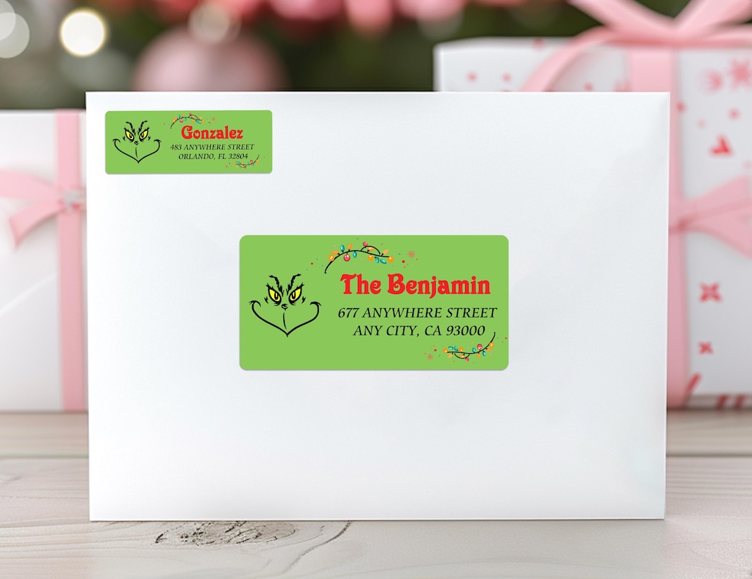 PRINTABLE Grinch Holiday Address Label/christmas Card Return ...