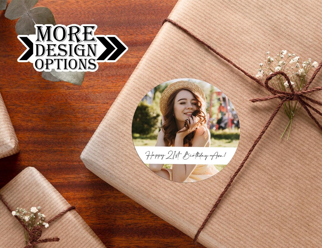 Happy 21st Birthday Custom Photo Stickers | Personalized 21st Birthday ...