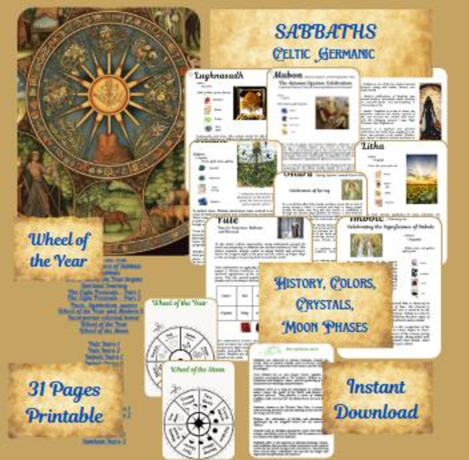 Wheel of the Year Guide Sabbat Book of Shadows Correspondences Colors ...
