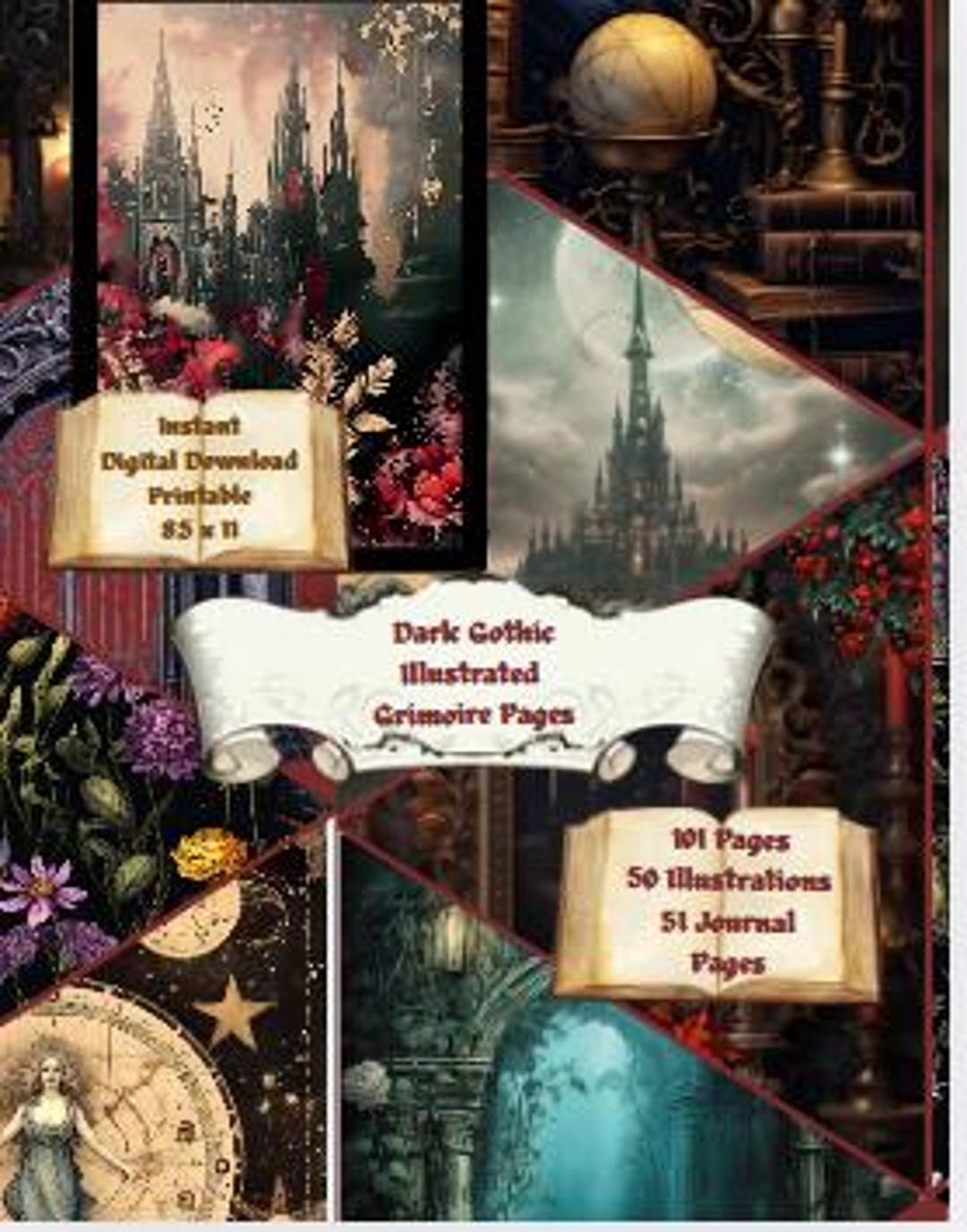 Dark Gothic BOS Book of Shadows Grimoire Illustrated - Occult Wiccan ...