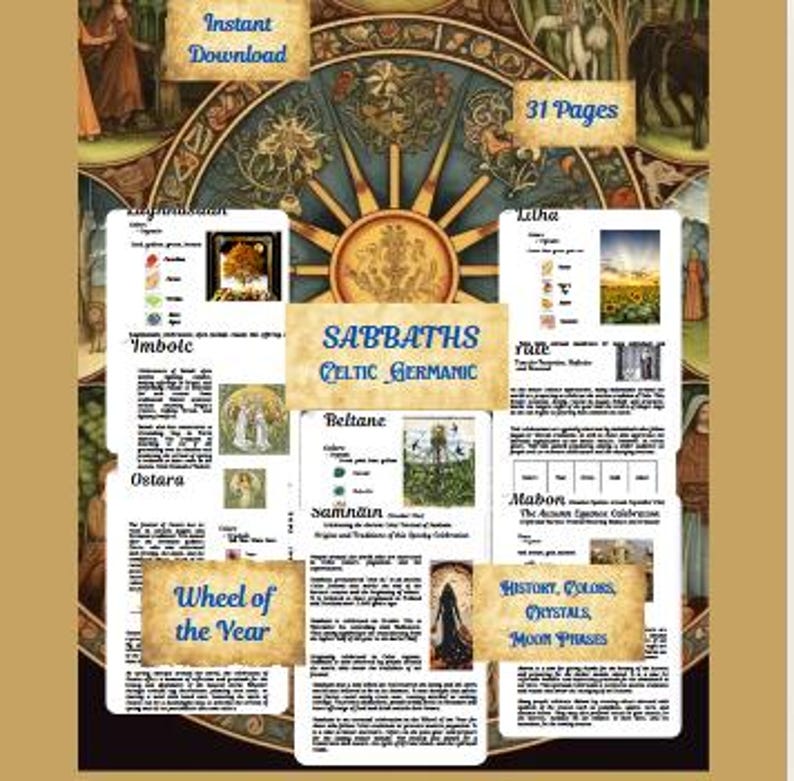 Wheel of the Year Guide Sabbat Book of Shadows Correspondences Colors ...