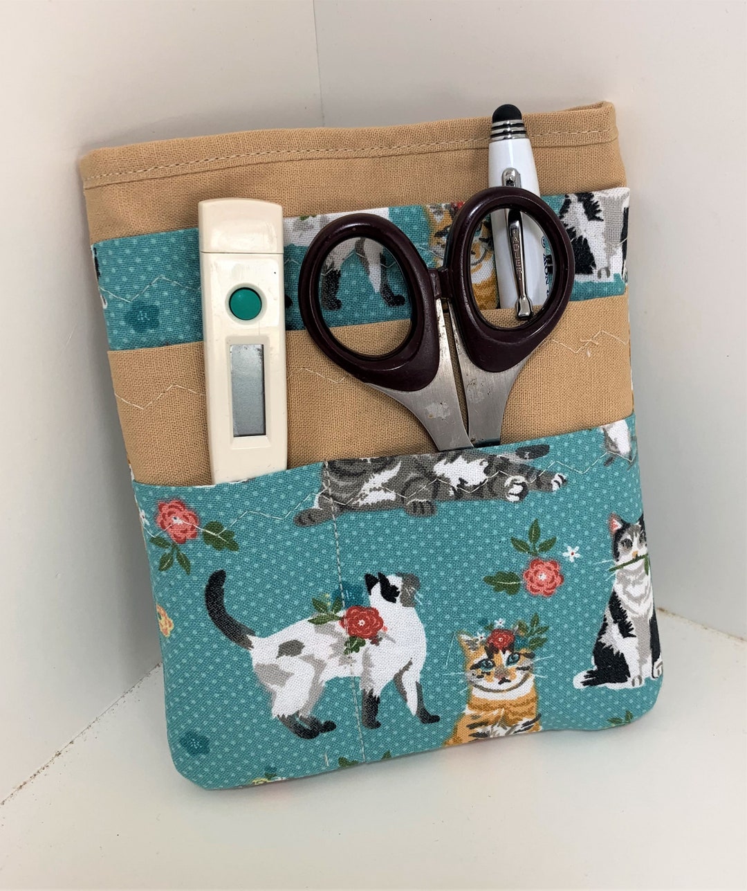 Nurse Pocket Organizer: Kitties on Blue Fabric, Made to Order - Etsy