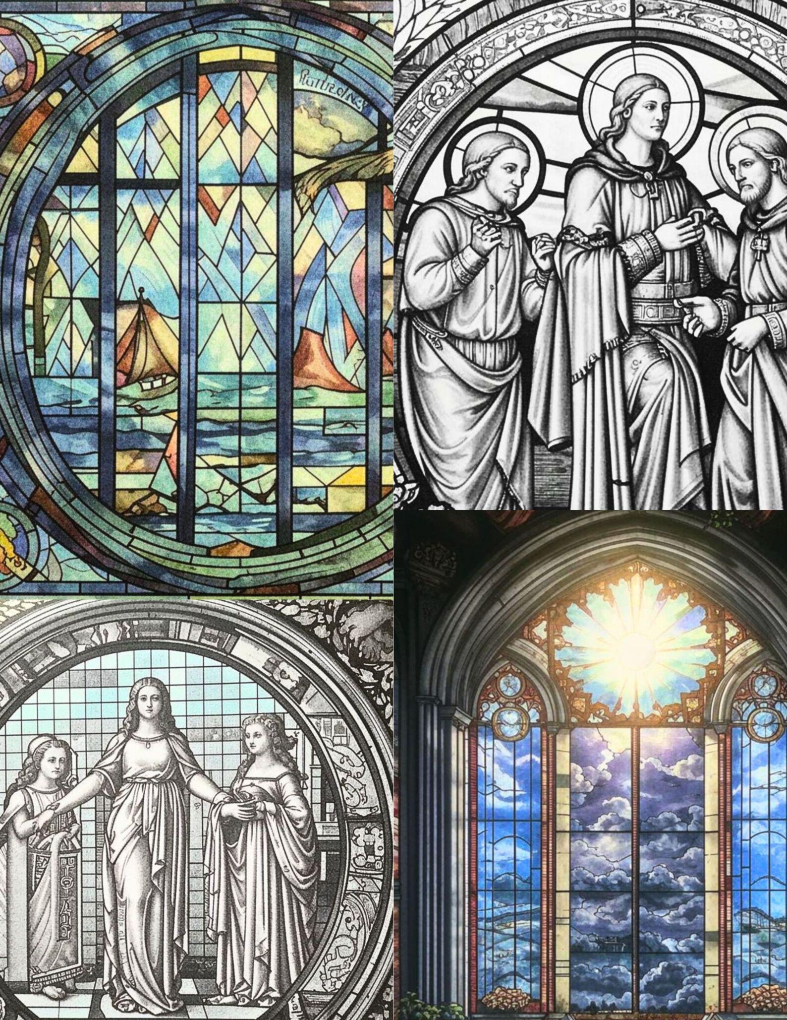 Stained Glass Windows Coloring Pages, Church Art (digital Printable) - Etsy