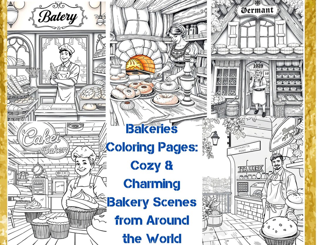 Bakeries and Pastry Shops 36 Coloring Pages Digital Printable for Teens ...