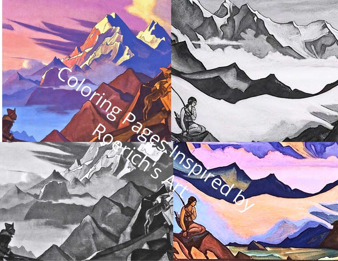 Mystical Himalayas: Grayscale Coloring Pages Inspired by Roerich's Art ...