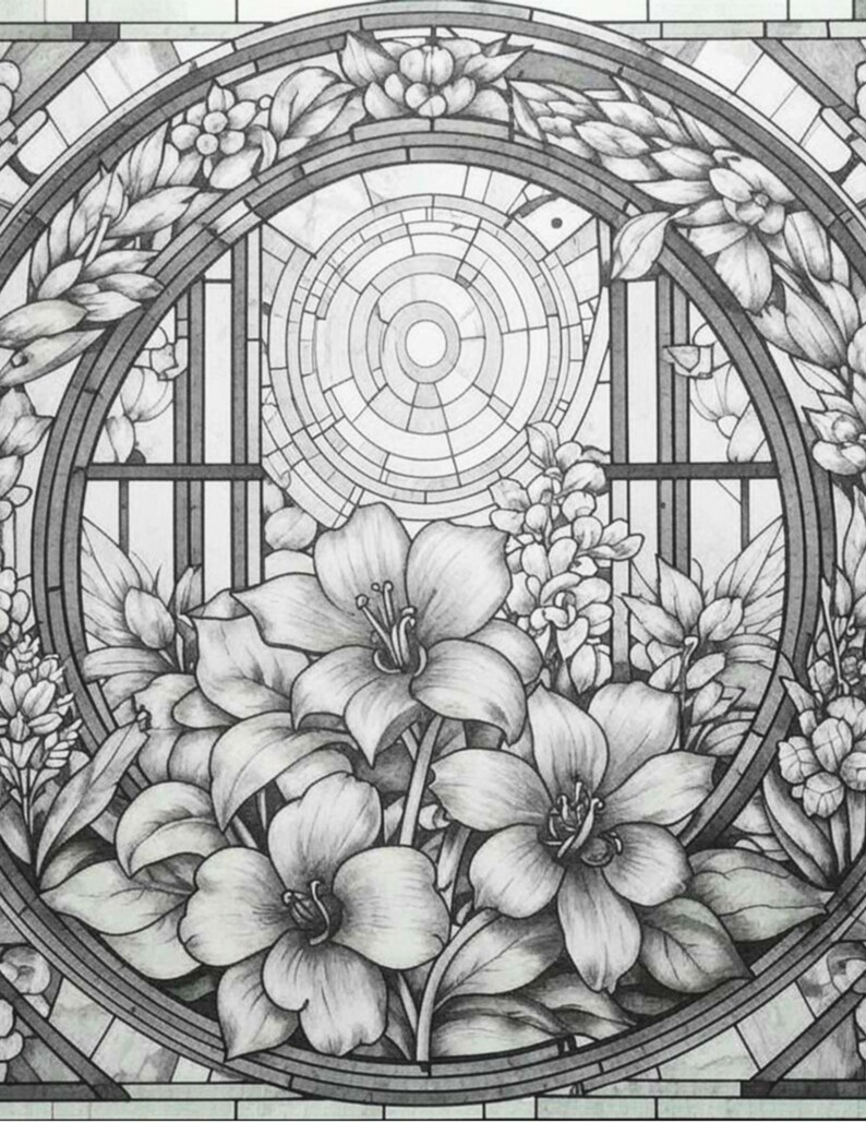 Stained Glass Windows Coloring Pages, Church Art (digital Printable) - Etsy