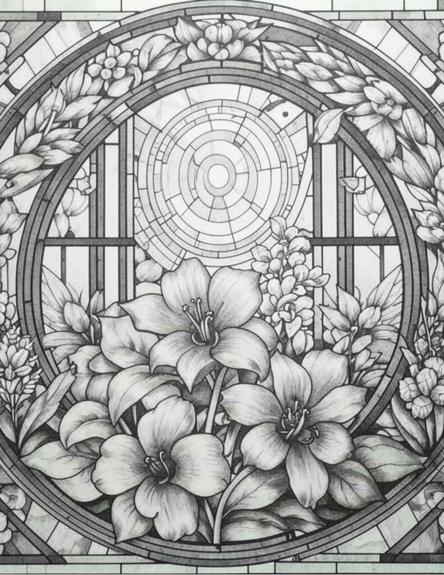 Stained Glass Windows Coloring Pages, Church Art (digital Printable) - Etsy
