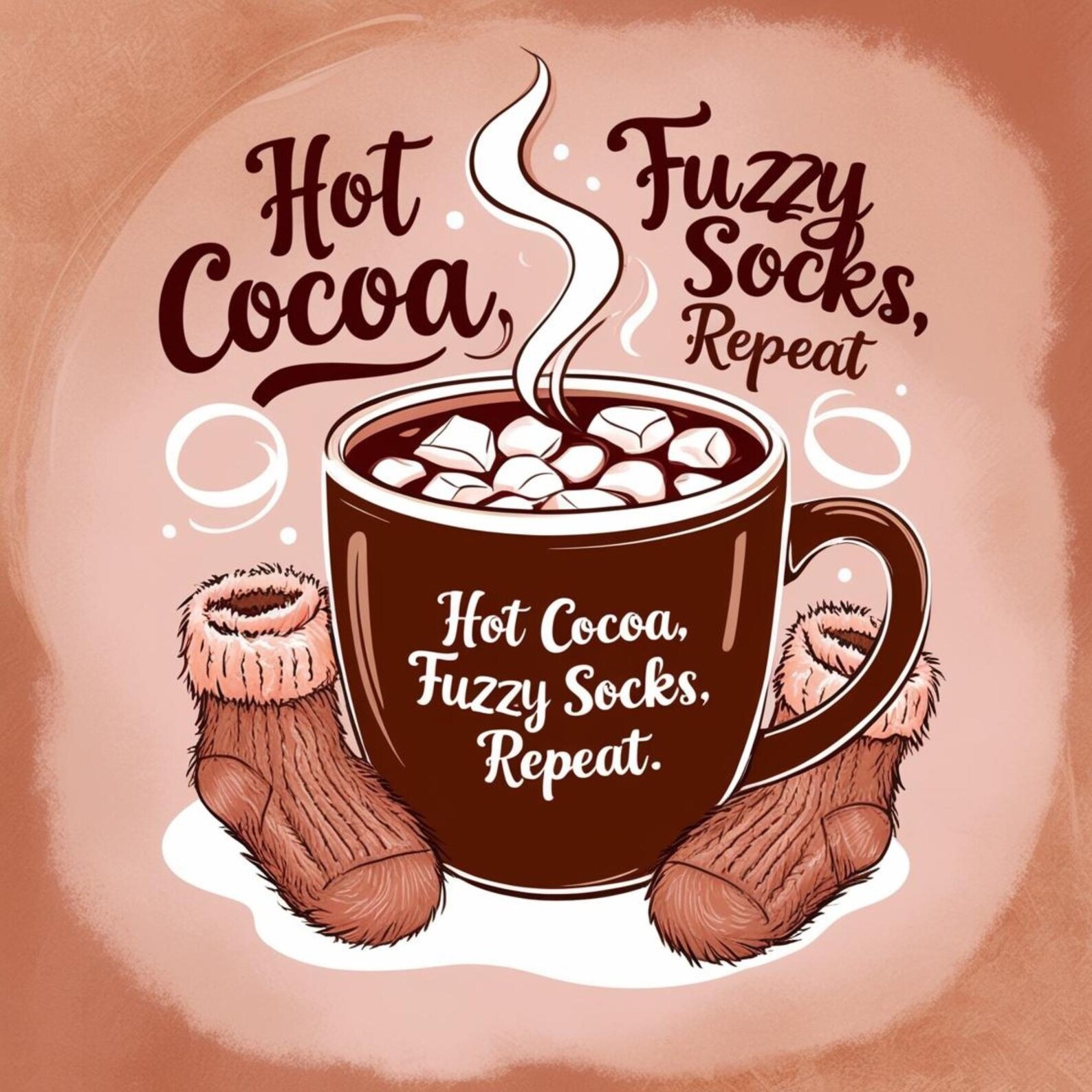 Hot Cocoa, Fuzzy Socks, Repeat Digital PNG Instant Download - Etsy