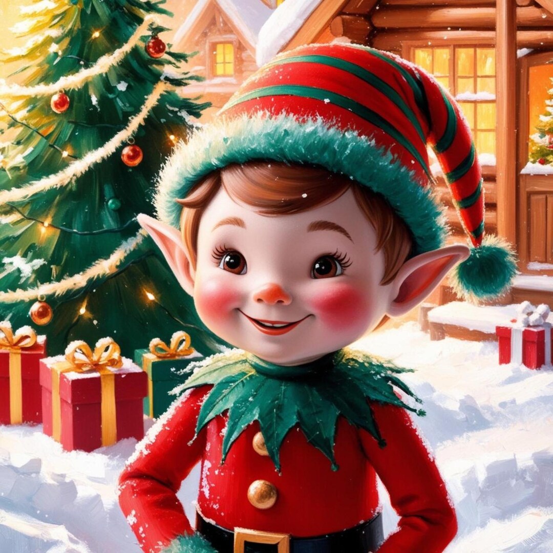 Cute Christmas Elf Digital Design PNG Instant Download - Etsy