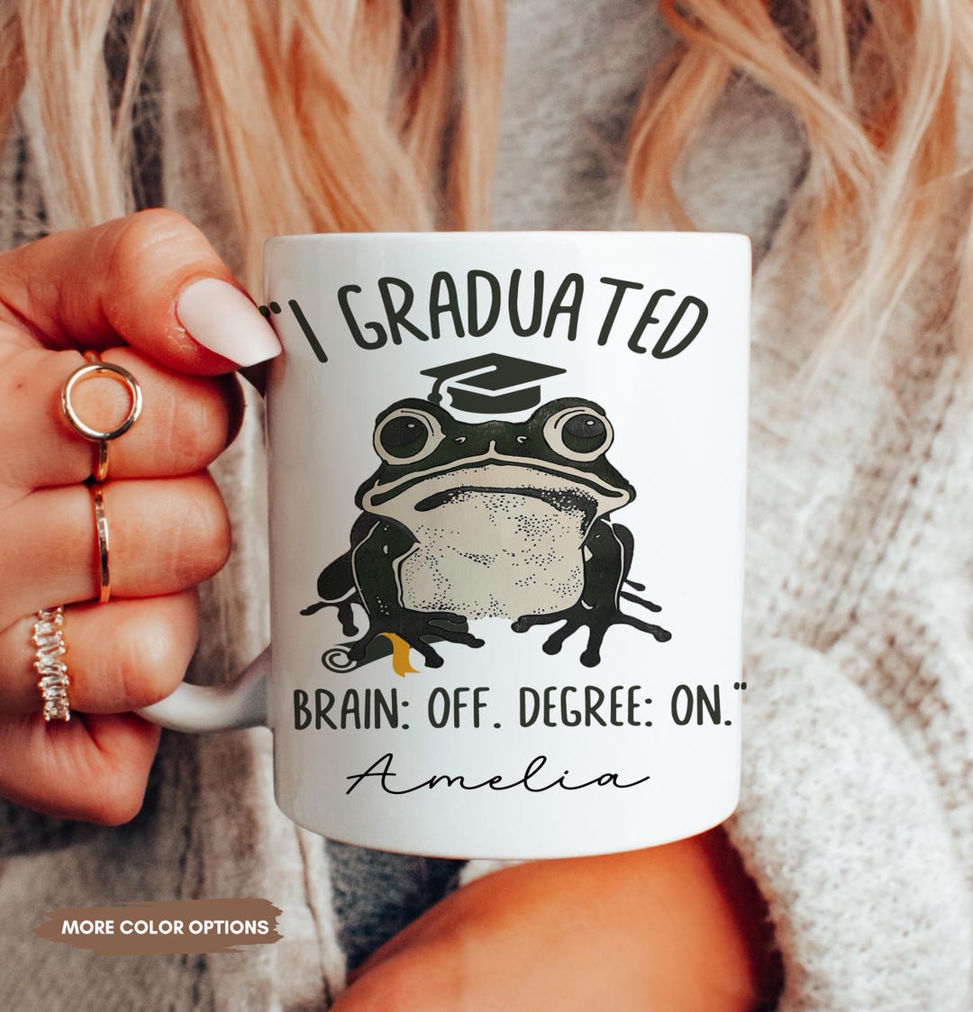 Graduation Frog Mug With Cap, Fun “I Graduated Brain of Degreen ...