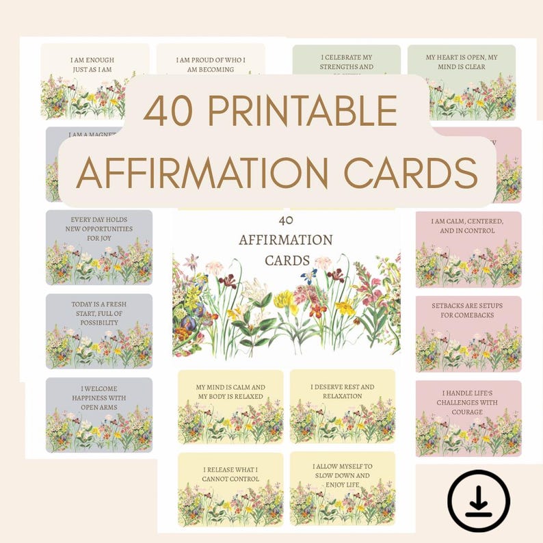 40 Printable Affirmation Cards Printable Daily Positive Quotes Self ...