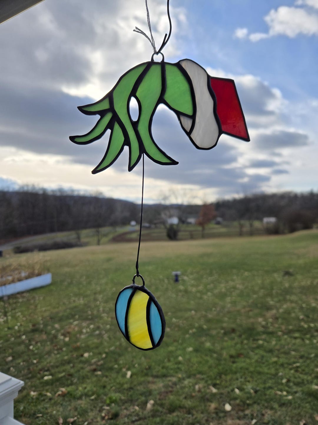 Stained Glass Grinch Hand With Second Ornament. - Etsy