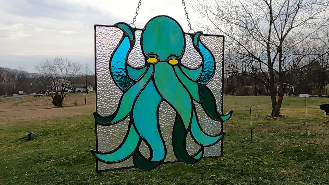 Stained Glass Octopus Suncatcher BIG - Etsy