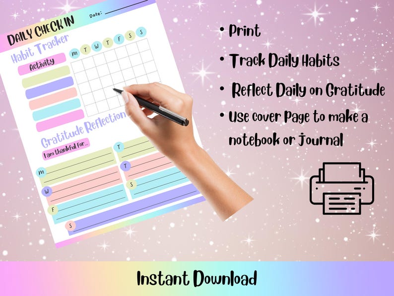 Daily Check in | Habit Tracker | Gratitude Reflection - Etsy