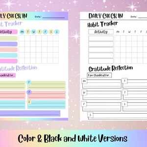 Daily Check in | Habit Tracker | Gratitude Reflection - Etsy