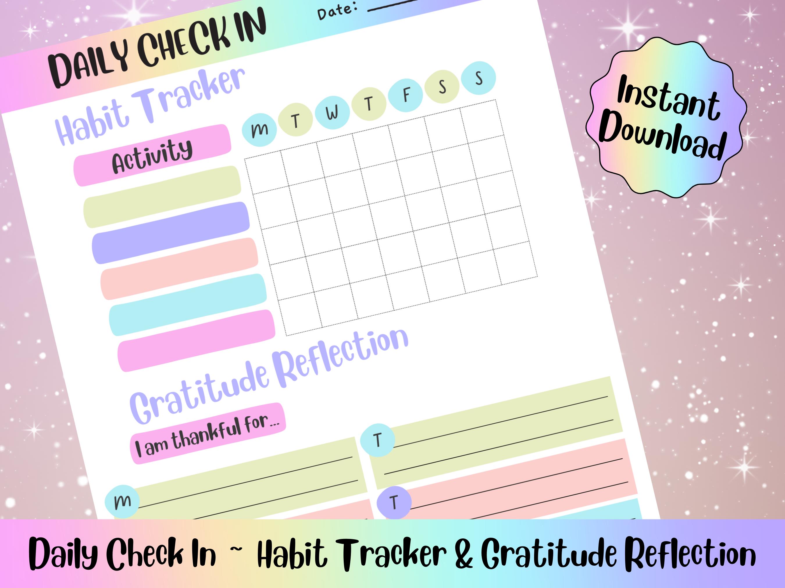 Daily Check in | Habit Tracker | Gratitude Reflection - Etsy